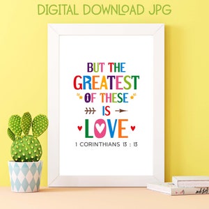 Bible Verse Wall Art. but the Greatest of These is Love, 1 Corinthians ...