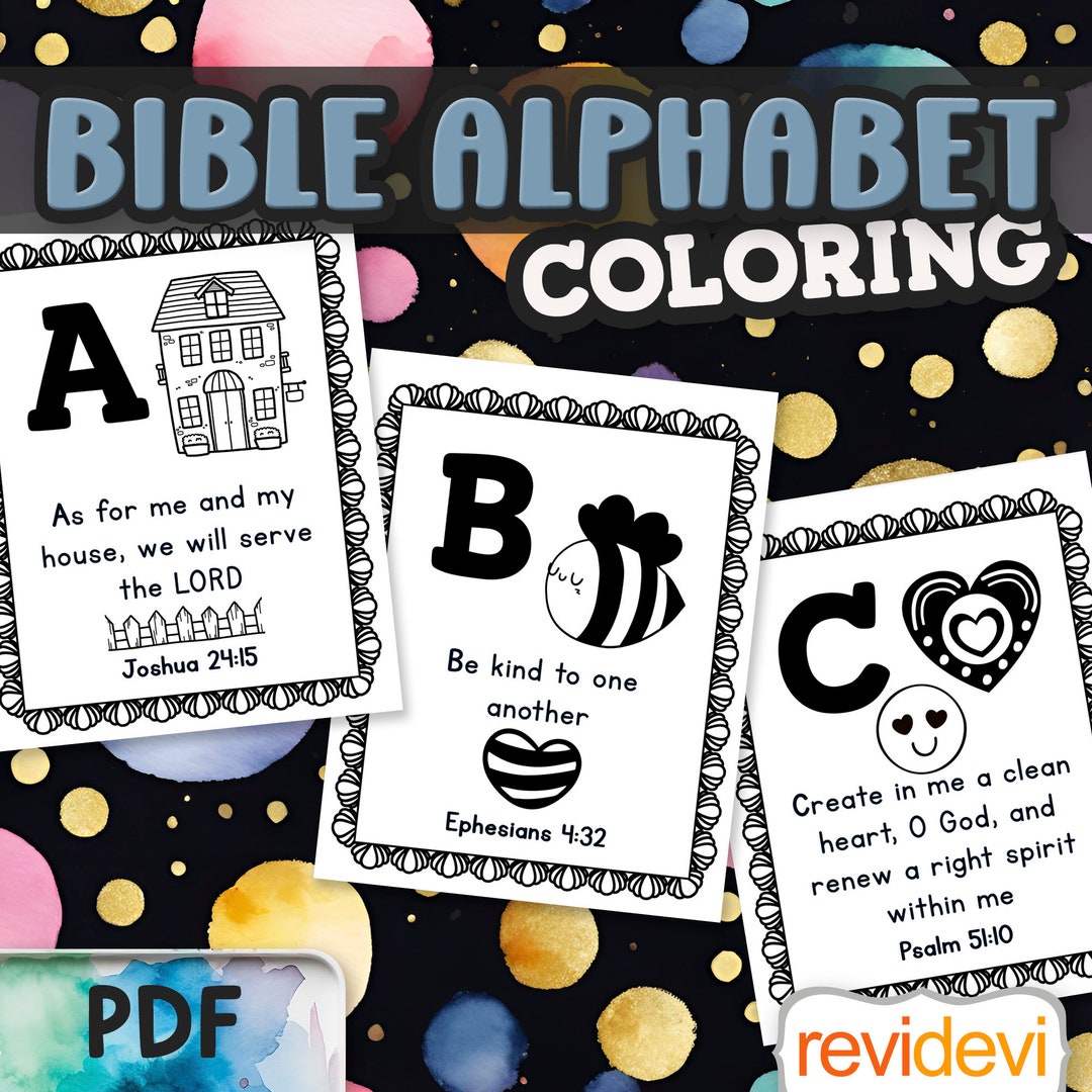 Printable ABC Bible Memory Verses, Alphabet Coloring Pages for Sunday ...
