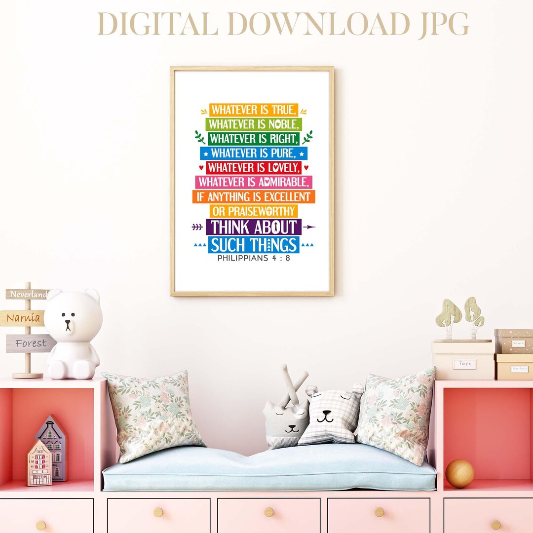Bible Verse Wall Art. Whatever is True, Whatever is Noble, Whatever is ...