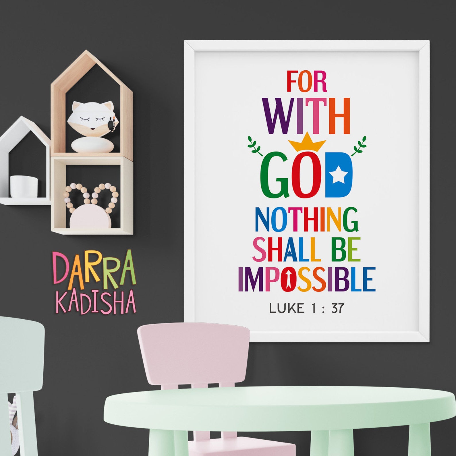 For With God Nothing Shall Be Impossible. Luke 1:37. Printable ...