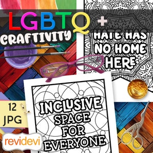 LGBTQ GSA gay Straight Alliance Club Printable Coloring Pages With 12 ...