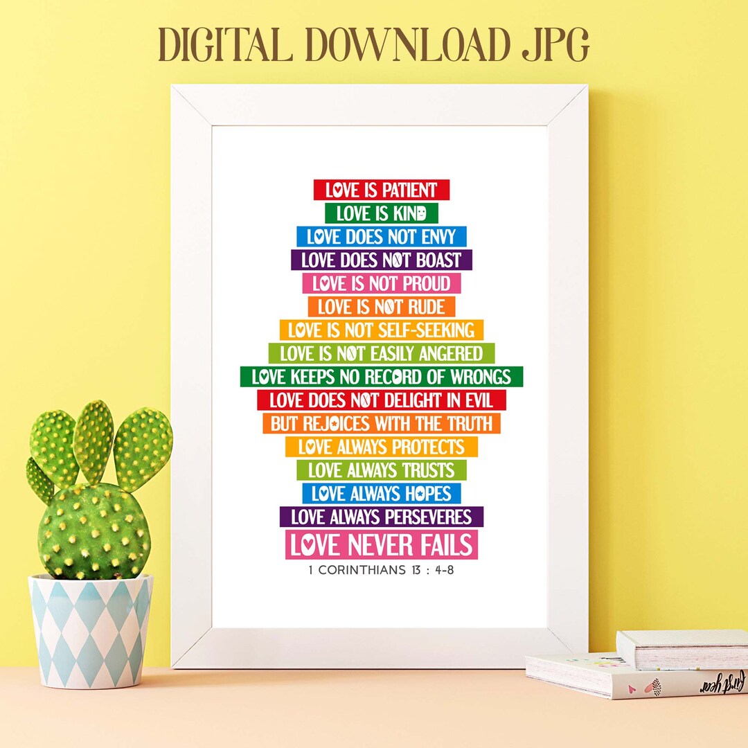 Bible Verse Wall Art. Love is Patient, Love is Kind, Love Never Fails ...