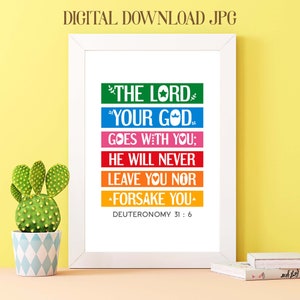 Bible Verse Wall Art. the Lord Your God Goes With You. Deuteronomy 31:6 ...