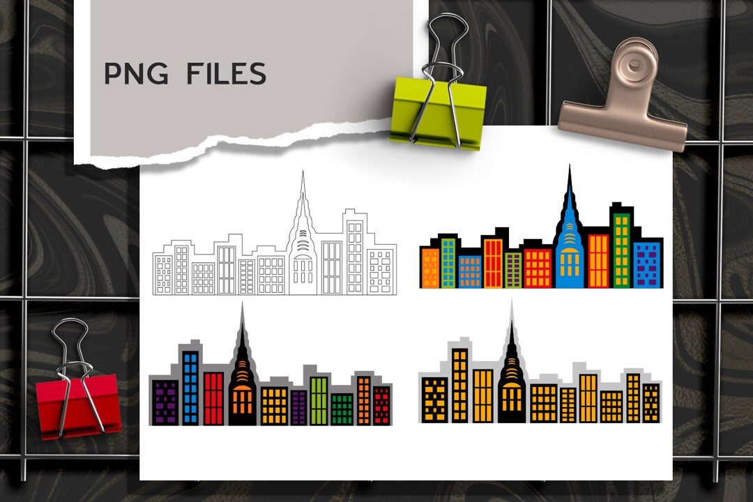 Skyscraper Clipart. Superhero City Skyline Buildings Graphics for ...