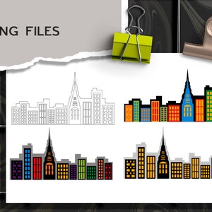 Skyscraper Clipart. Superhero City Skyline Buildings Graphics - Etsy