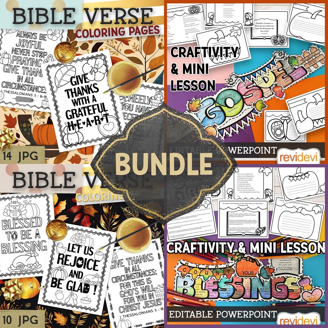 Thanksgiving Bible Lessons and Coloring Page Bundle. Printable ...