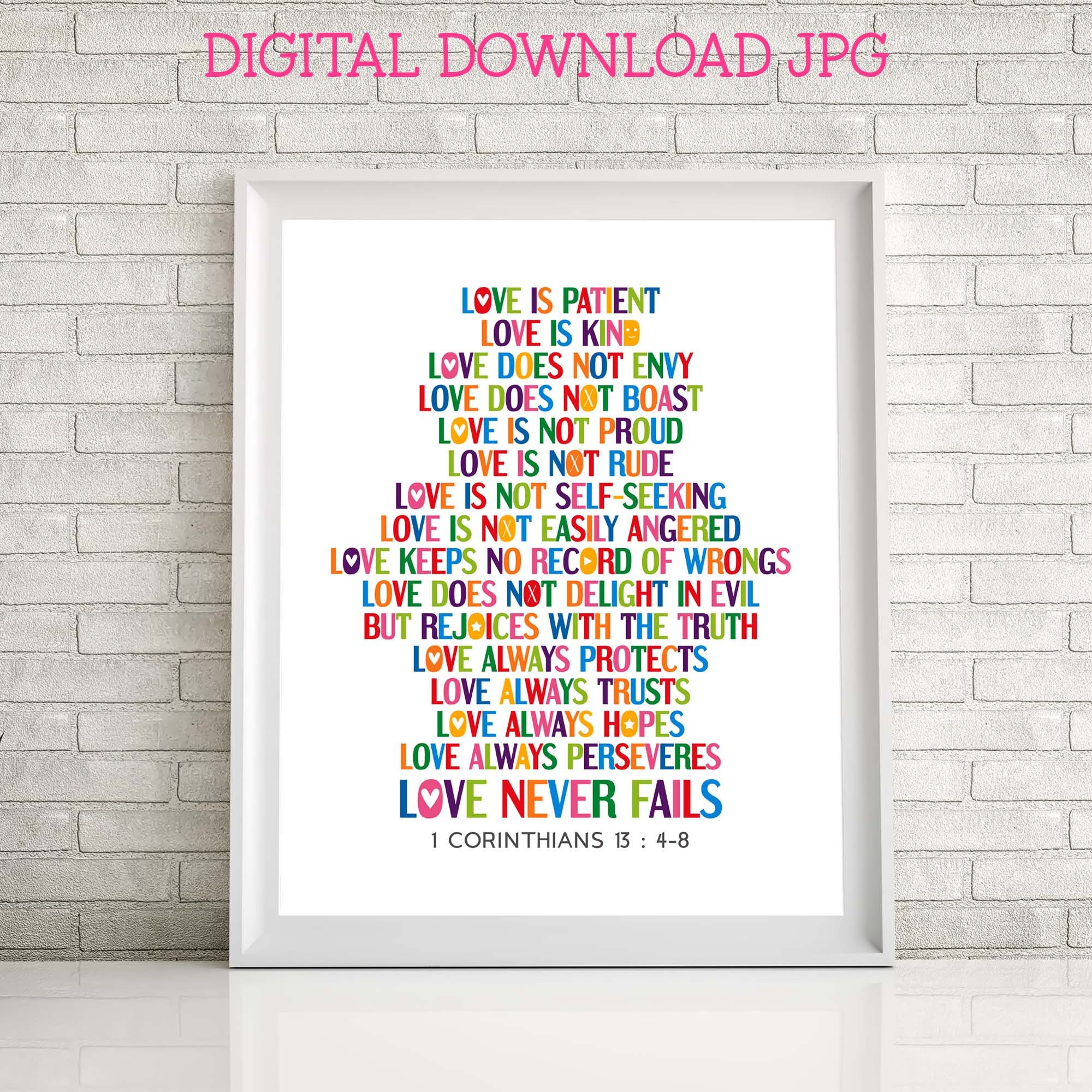 Bible Verse Wall Art. Love is Patient, Love is Kind, Love Does Not Envy ...