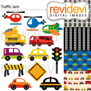 Transportation Clip Art Bundle. Cars, Construction Trucks, Boat, Planes ...