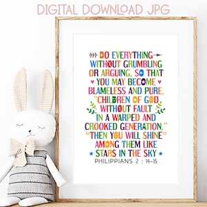 Do Everything Without Grumbling or Arguing. Bible Quote Poster ...