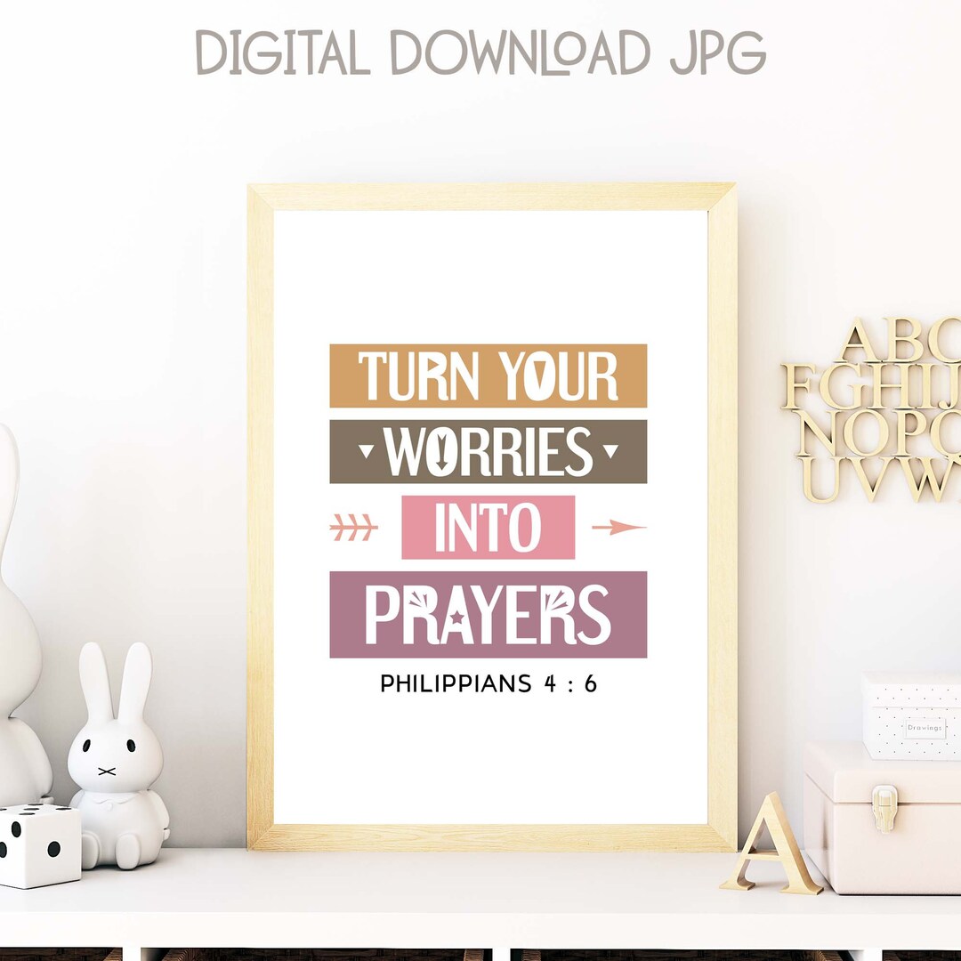 Christian Scripture Wall Art. Turn Your Worries Into Prayers ...