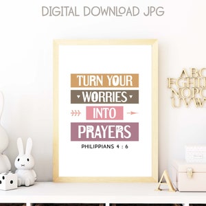 Christian Scripture Wall Art. Turn Your Worries Into Prayers ...