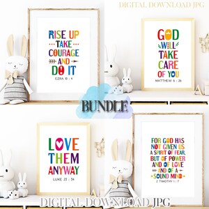 Christian Posters Bundle. Printable Bible Verse Wall Art for Kids ...