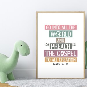 Printable Bible Verse Poster. Pastel Boho Colors. Go Into All the World ...