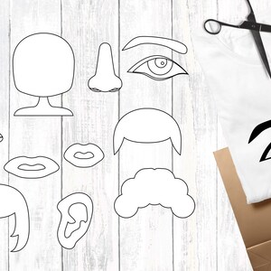 Build a Face Digital Clipart DIY Head, Mix and Match Eyes, Lips, Nose ...
