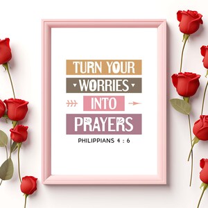 Christian Scripture Wall Art. Turn Your Worries Into Prayers ...