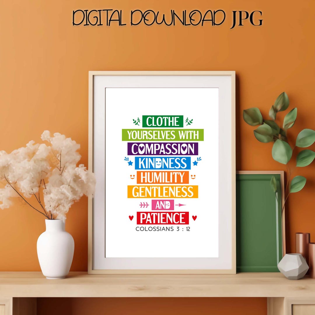 Bible Verse Wall Art. Clothe Yourselves With Compassion, Kindness ...
