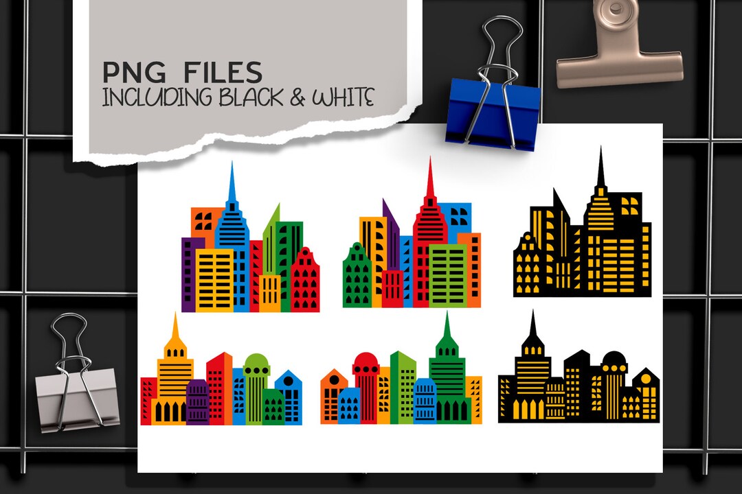 City Buildings Clip Art Bundle Superhero City Skyline Digital Images ...
