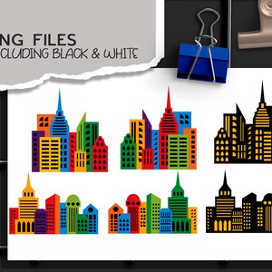 City Buildings Clip Art Bundle Superhero City Skyline Digital Images ...