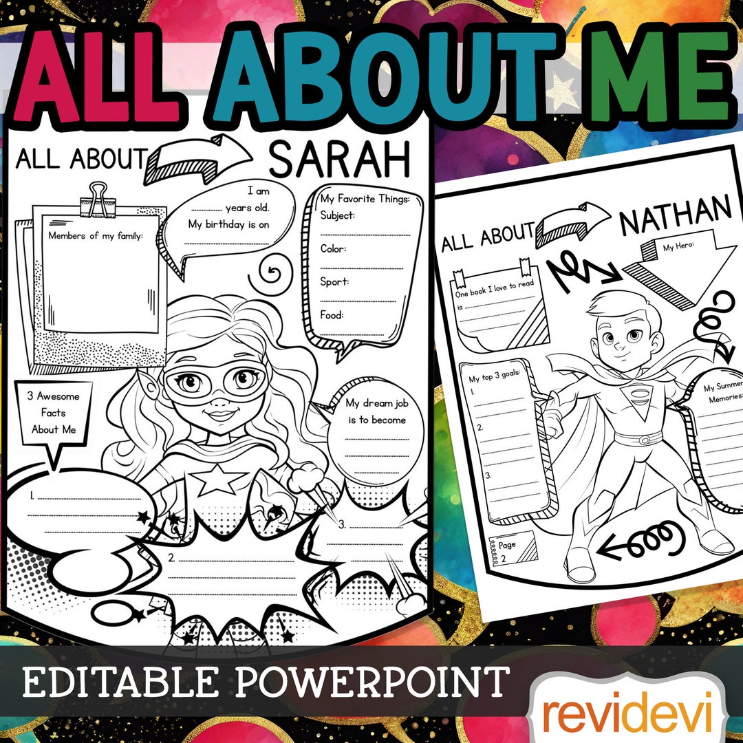 Printable All About Me Posters. Editable Worksheets. Superhero First ...