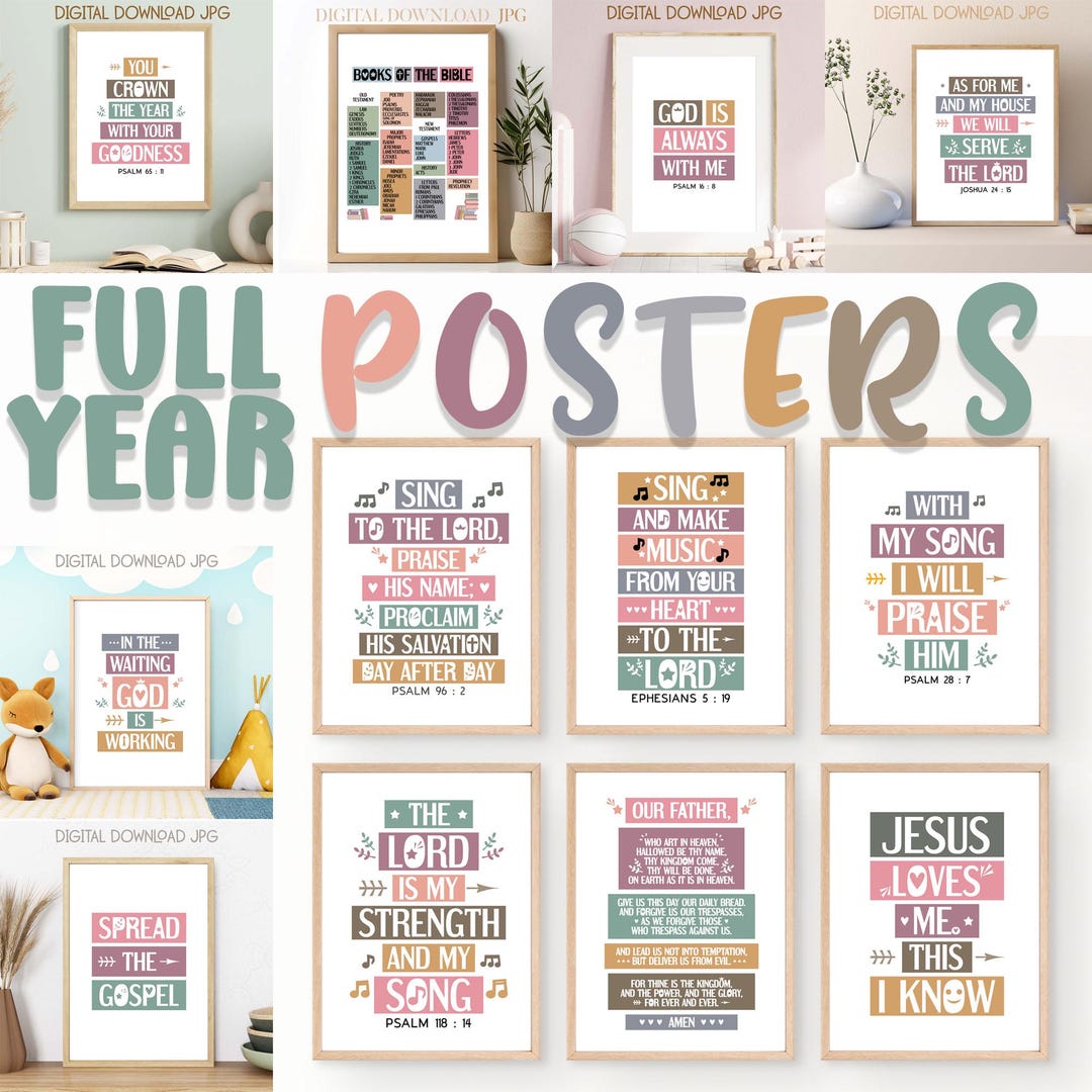 Christian Classroom Posters | Boho Bible Verse Wall Art (digital ...
