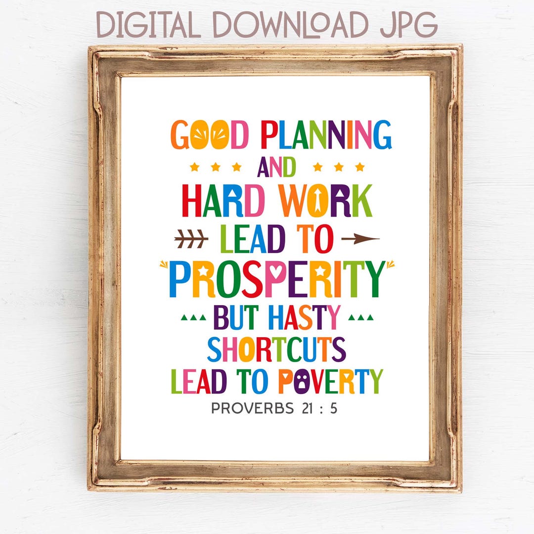 Bible Verse Wall Art Printable. Good Planning and Hard Work Lead to ...