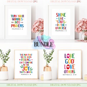 Christian Posters Bundle. Printable Bible Verse Wall Art for Kids ...