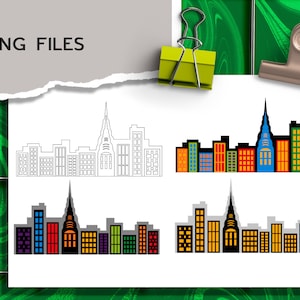 Skyscraper Clipart. Superhero City Skyline Buildings Graphics - Etsy