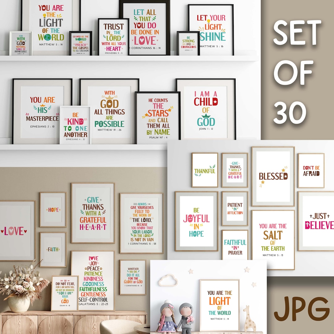 Big Bible Verses Bundle. Set of 30. Bible Quotes Wall Art. Printable ...