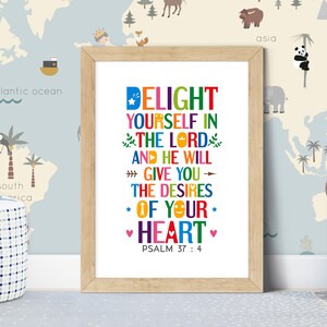 Printable Bible Verse Wall Art. Delight Yourself in the Lord, Psalm 37: ...
