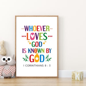 Bible Verse Wall Art. Whoever Loves God is Known, 1 Corinthians 8:3 ...