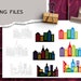City Buildings Clip Art, Red Blue Yellow. Superhero City Skyline ...