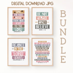Wall Art Bundle. Printable Bible Verses Posters, Set of 4. Boho Colors ...