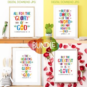 Bible Quotes Bundle. Printable Wall Art for Children Bedroom and Sunday ...