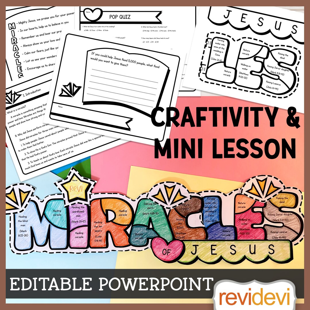 Printable Bible Lesson Miracles of Jesus. Sunday School Craft ...