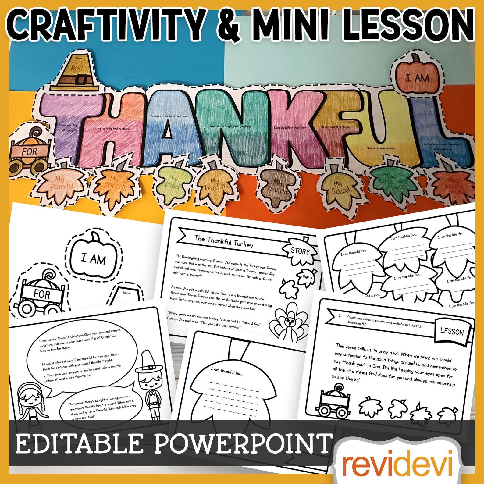 Thanksgiving Thankful Craft. Printable Fall Season Sunday School Church ...