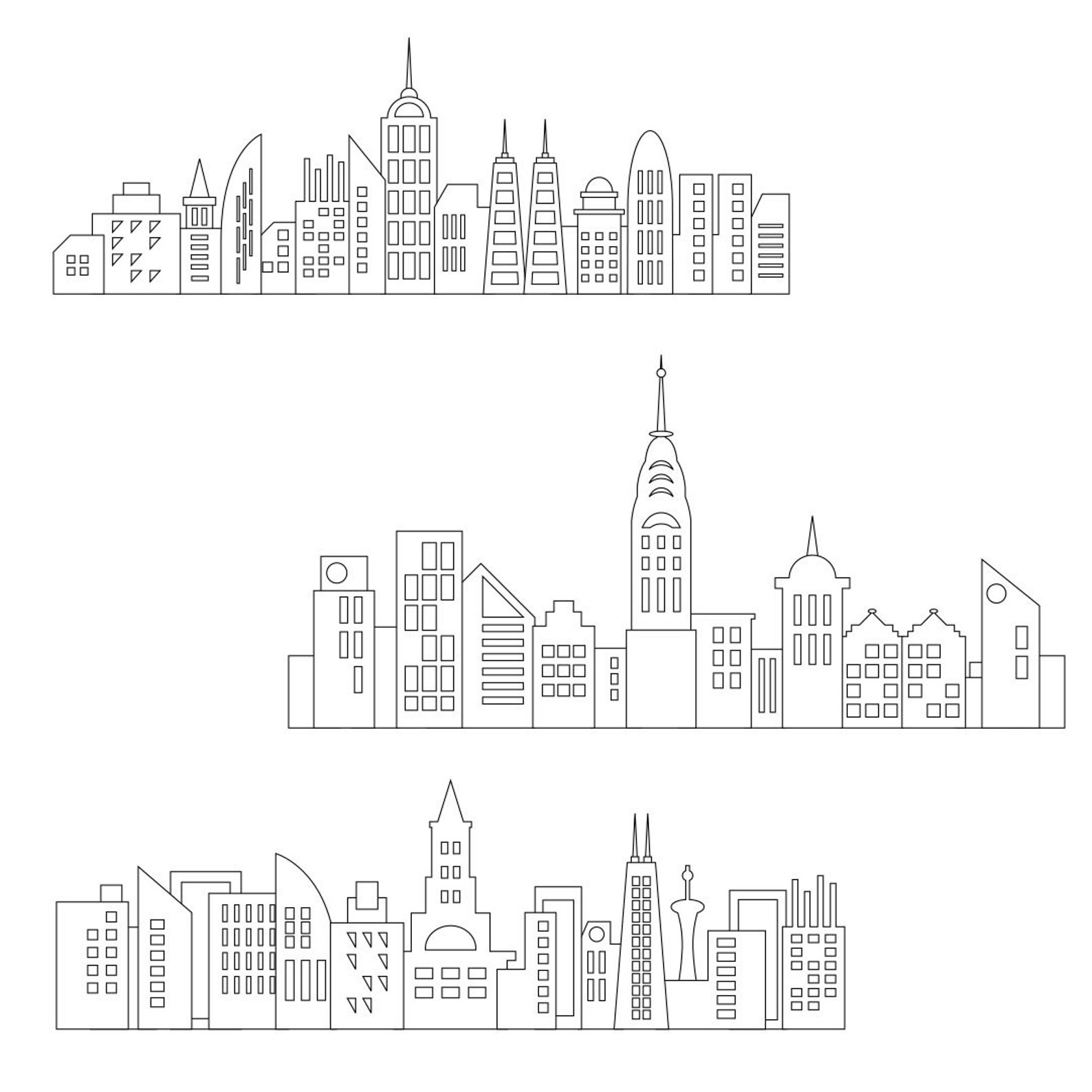 Superhero City Buildings Background Clipart Long Skyline Digital Images ...