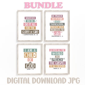 Bible Verses Bundle. Boho Colors Design. Printable Christian Posters ...