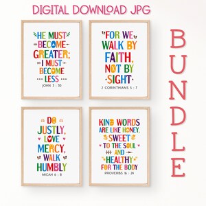 Bible Quotes Bundle. Printable Wall Art for Children Bedroom and Sunday ...