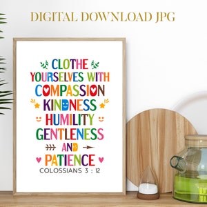 Bible Verse Poster Printable - Clothe Yourself With Compassion ...
