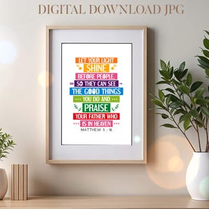 Bible Verse Wall Art. Let Your Light Shine Before People, Matthew 5:16 ...