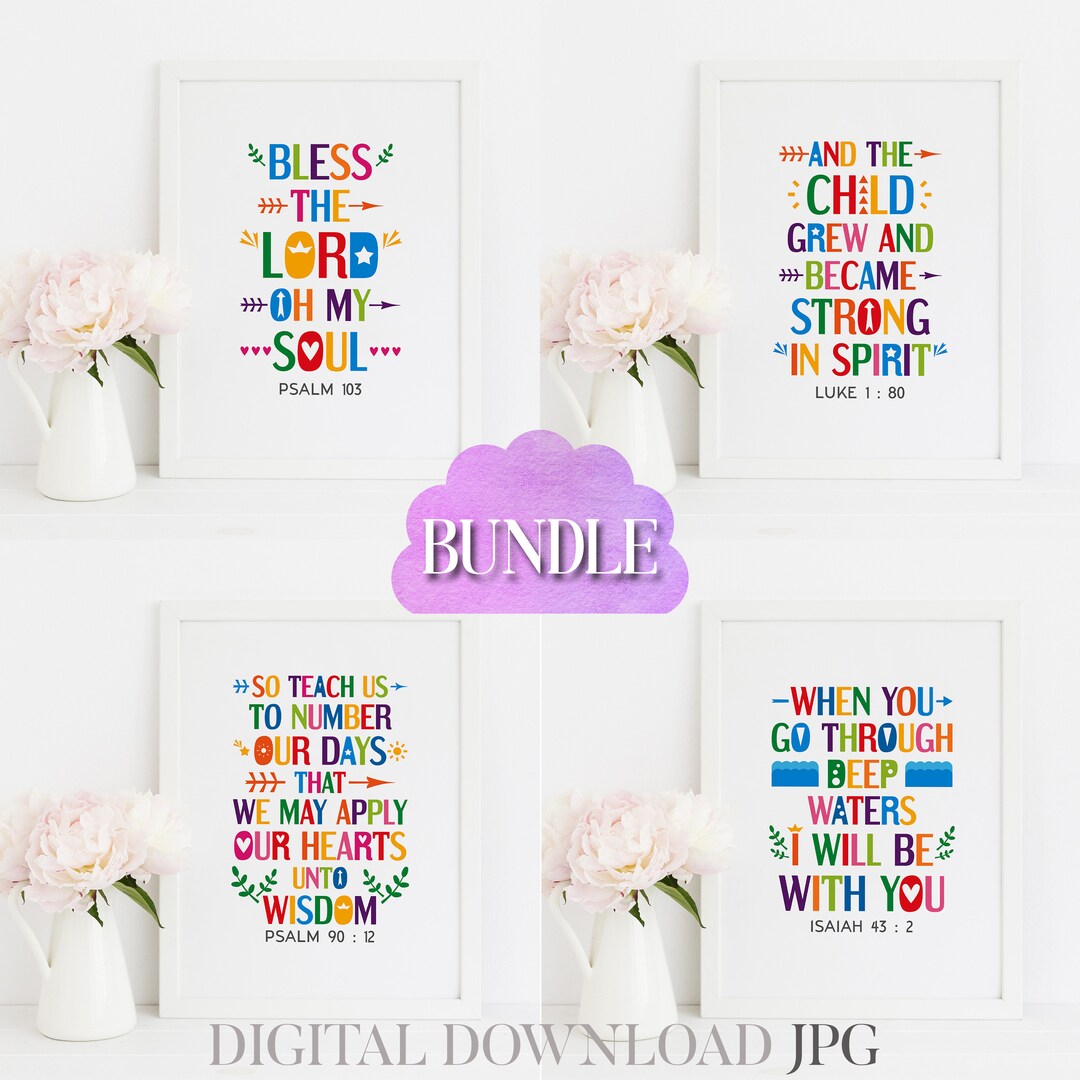 Bible Scripture Posters Bundle. Psalm 103, Luke 1:80, Psalm 90 12 ...
