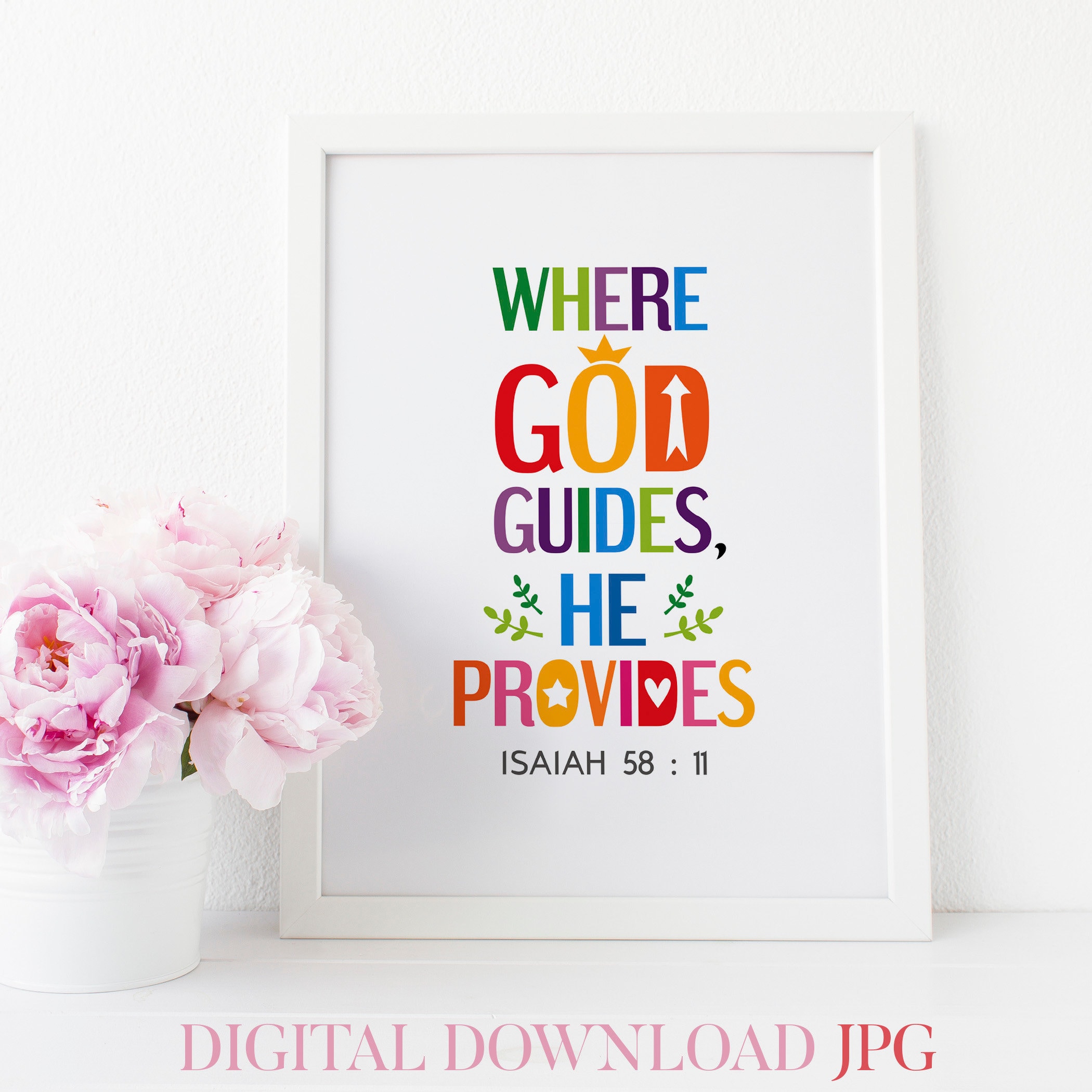 Bible Verse Wall Art. Where God Guides He Provides. Isaiah | Etsy