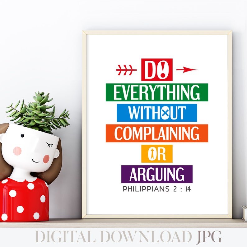 Bible Verse Wall Art. Do Everything Without Complaining or Arguing ...