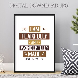 Bible Memory Verse Poster. Printable Christian Wall Art. Brown Neutral ...