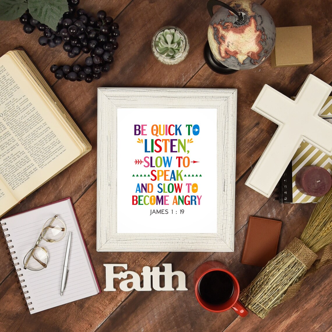 Bible Verse Wall Art Printable. Be Quick to Listen Slow to - Etsy