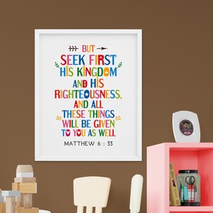 Bible Quote Wall Art. but Seek First His Kingdom and His Righteousness ...