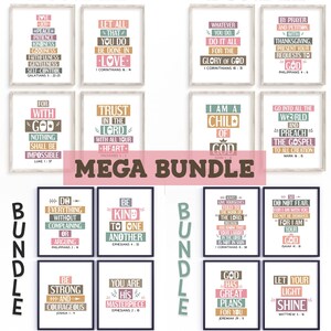 Bible Verses Bundle. Boho Colors Design. Printable Christian Posters ...