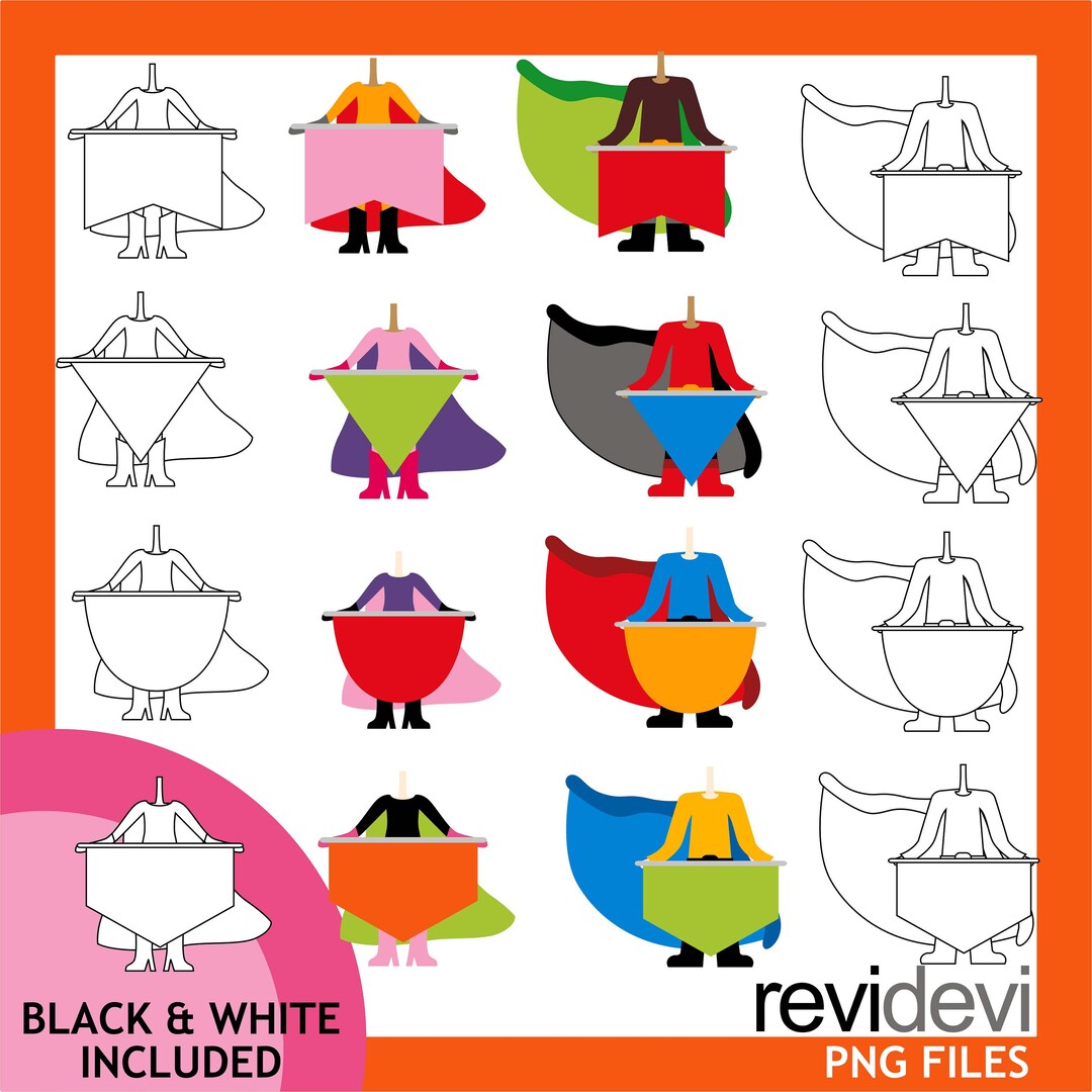 Superhero Body Holding Banner, Back to School Clip Art. Diversity and ...