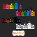 Rainbow Colors Buildings Skyline Clip Art Superhero City - Etsy