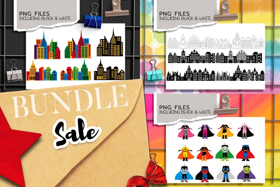 Superhero Skyline Clipart Bundle. Modern City Buildings for Backgrounds ...